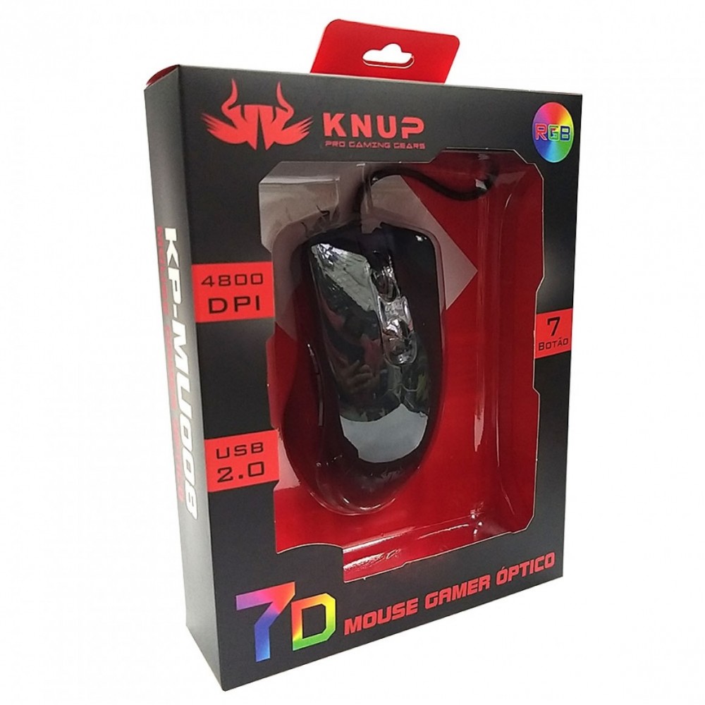 Mouse Gamer Knup Led RGB Chroma 1200 a 4800 DPI USB 2.0